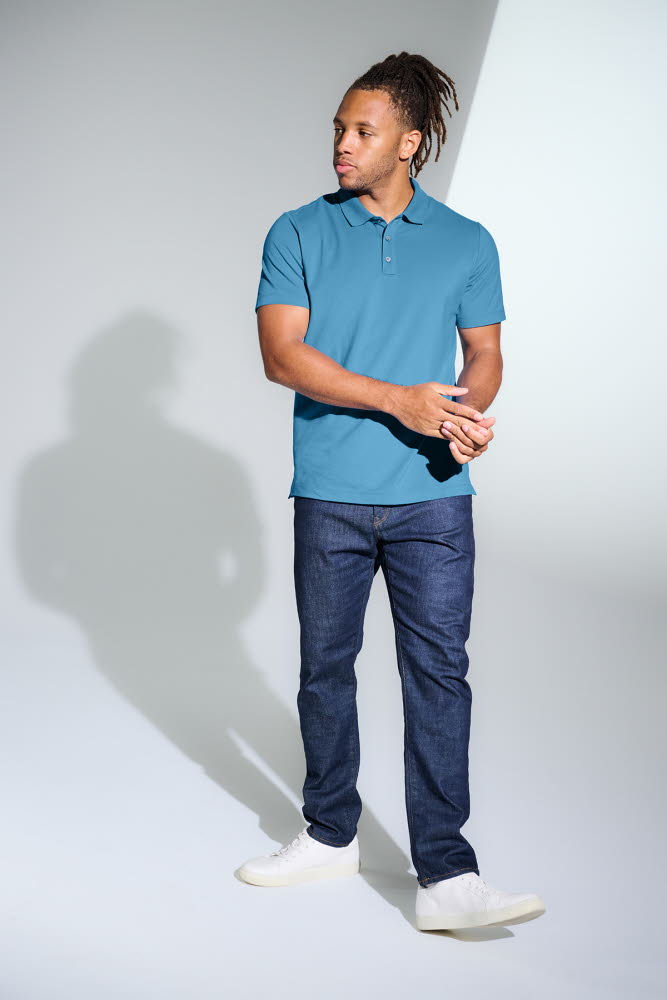 MM1004 Men's Stretch Pique Polo Shirt Navy Blue