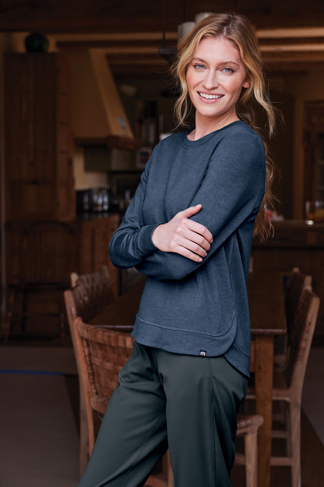 Women's Travis Mathews Embroidered Crew at Stitch Logo