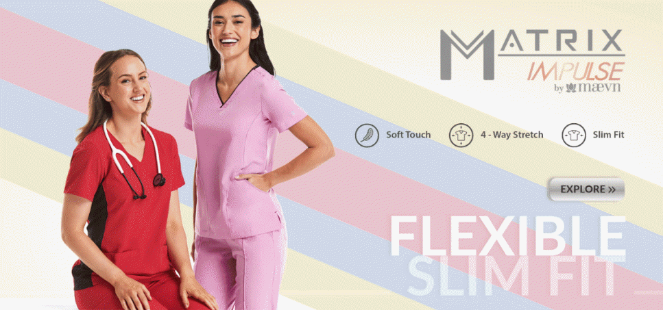 Order Matrix Impulse Scrubs with Custom Embroidery